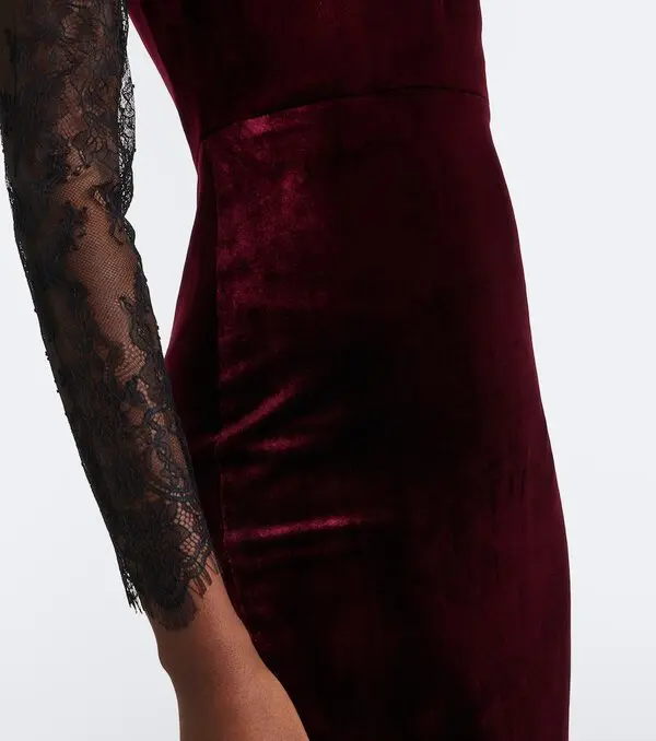 Roland Mouret Lace-trimmed Velvet Gown