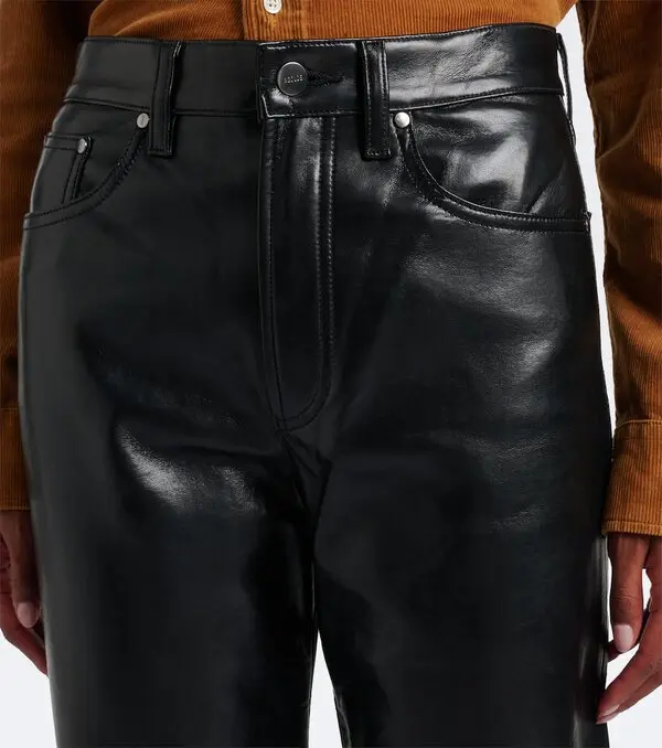 AGOLDE Lana Leather-blend Straight Pants