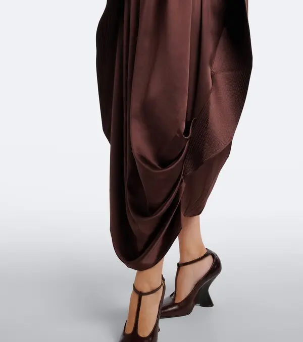 XU ZHI Asymmetric Silk Satin Midi Dress