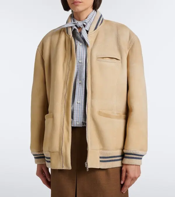Prada Wool-trimmed Shearling Bomber Jacket