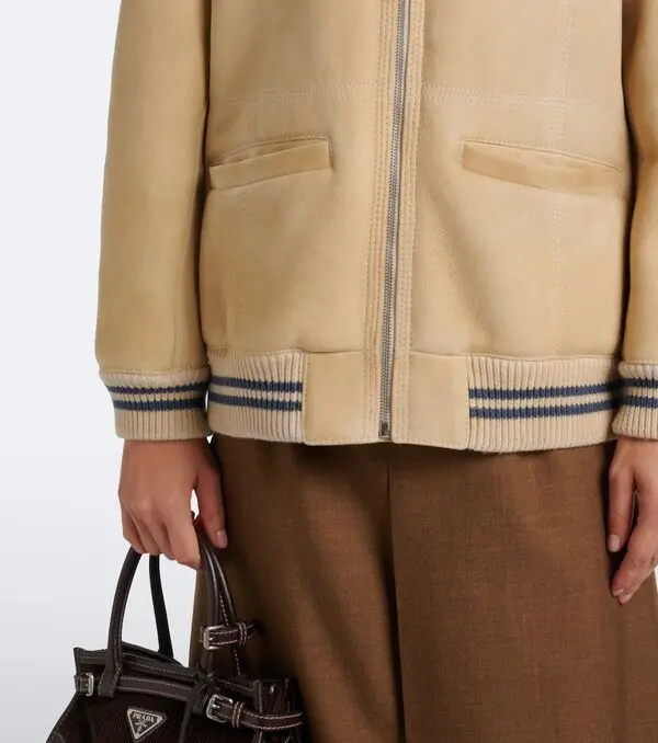 Prada Wool-trimmed Shearling Bomber Jacket