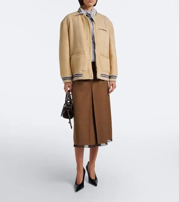 Prada Wool-trimmed Shearling Bomber Jacket