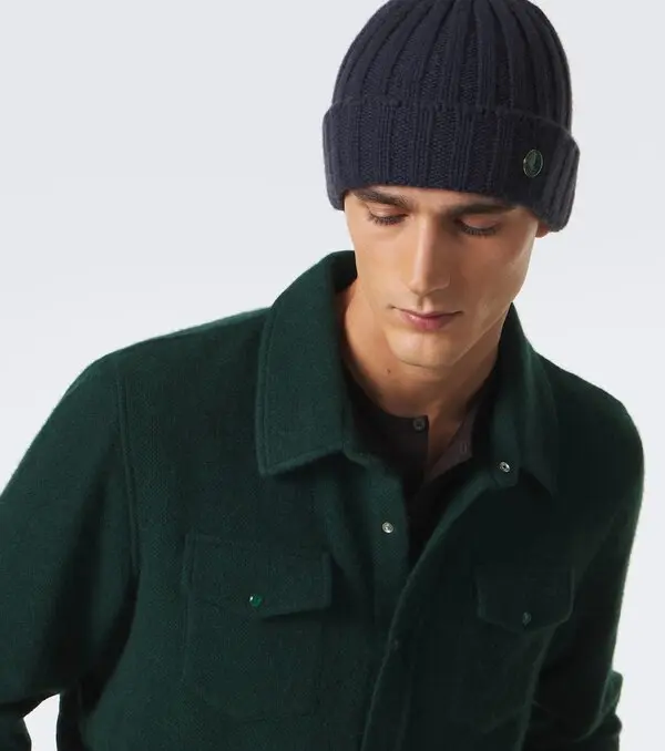 GOD'S TRUE CASHMERE Ribbed-knit Cashmere Beanie With Malachite - Blue