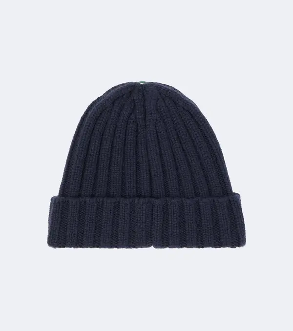 GOD'S TRUE CASHMERE Ribbed-knit Cashmere Beanie With Malachite - Blue