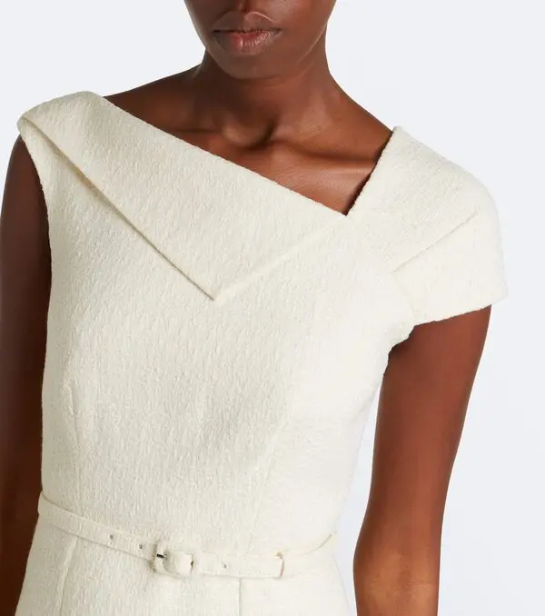 Roland Mouret Belted Asymmetric Bouclé Cocktail Dress