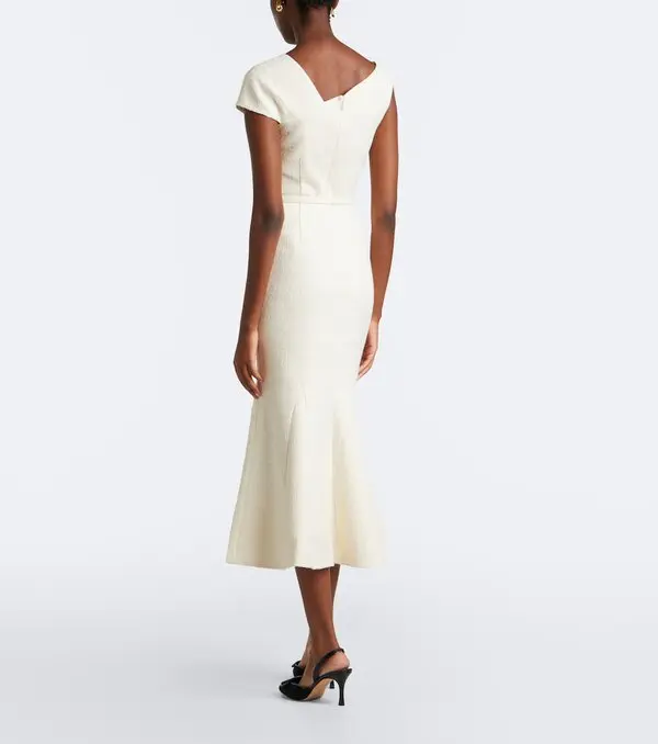 Roland Mouret Belted Asymmetric Bouclé Cocktail Dress
