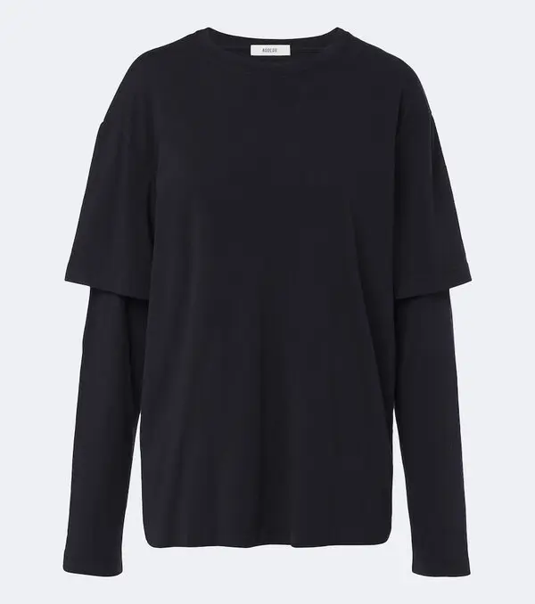 AGOLDE Lois Layered Cotton Jersey T-shirt - Blue