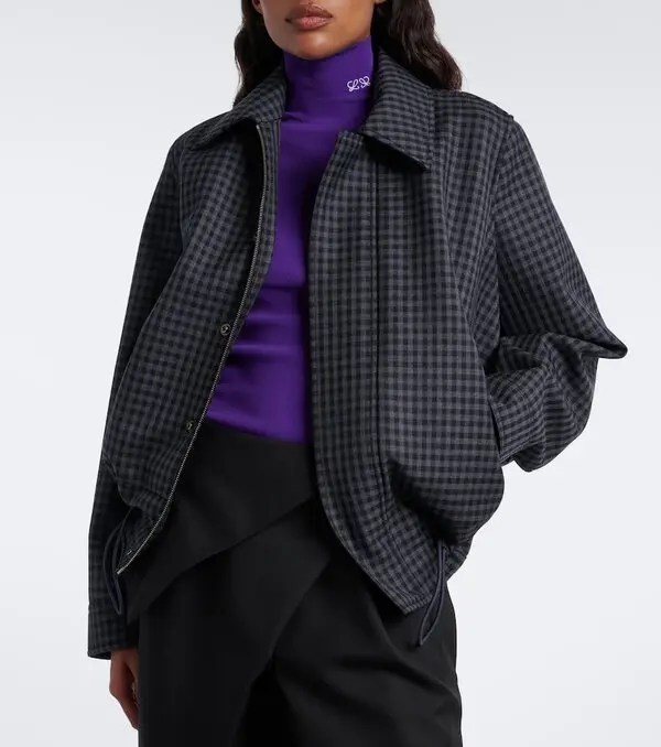 Loewe Gingham Wool-blend Blouson Jacket