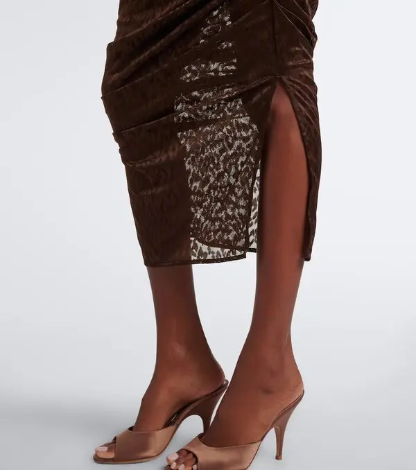 Alex Perry Leopard-print Ruched Lace Midi Dress