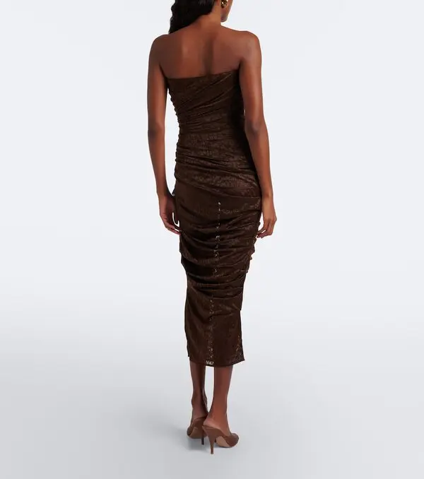 Alex Perry Leopard-print Ruched Lace Midi Dress
