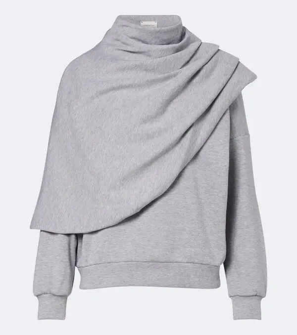 Magda Butrym Draped Cotton-blend Jersey Sweatshirt - Grey