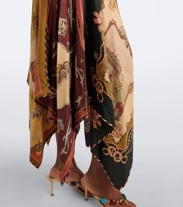 Zimmermann Valiant Draped Printed Silk Maxi Skirt