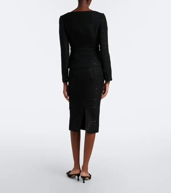 Roland Mouret Sequined Bouclé Pencil Skirt