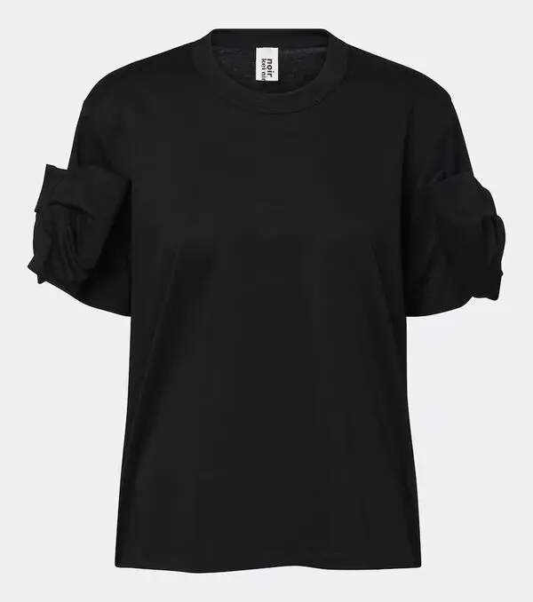 Noir Kei Ninomiya Bow-detail Cotton Jersey T-shirt - Black
