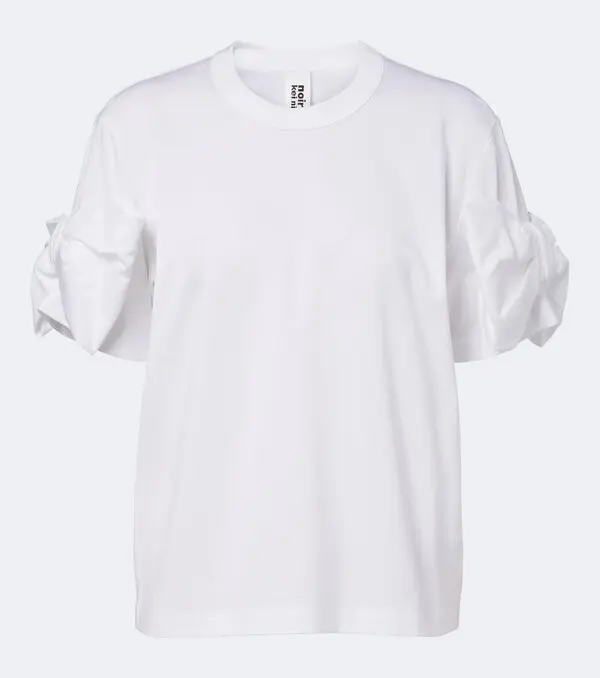 Noir Kei Ninomiya Bow-detail Cotton Jersey T-shirt - White