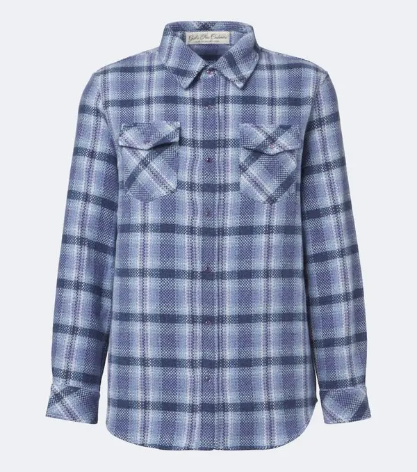 GOD'S TRUE CASHMERE Uniform Plaid Cashmere Shirt With Amethysts