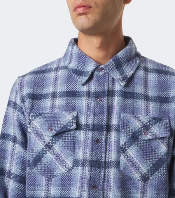 GOD'S TRUE CASHMERE Uniform Plaid Cashmere Shirt With Amethysts