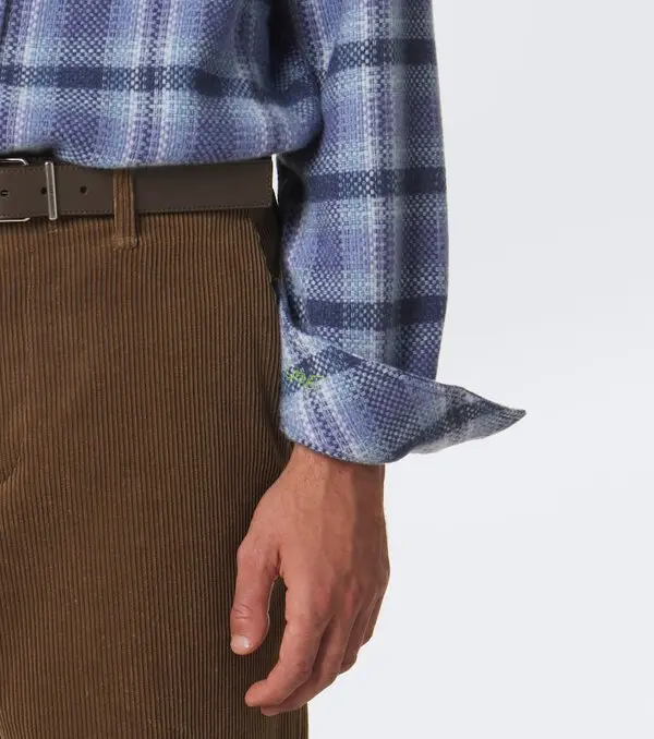 GOD'S TRUE CASHMERE Uniform Plaid Cashmere Shirt With Amethysts