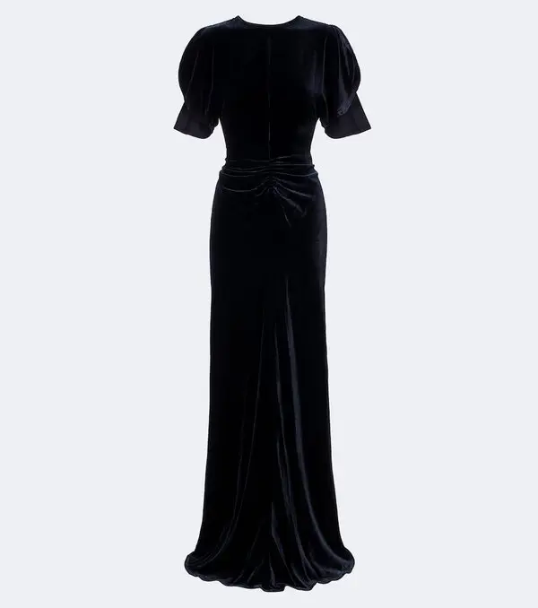 Victoria Beckham Isabella Velvet Gown - Blue