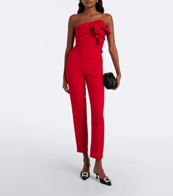 Roland Mouret Cropped Wool And Silk Slim Pants