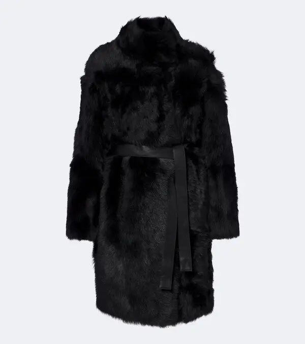 YVES SALOMON Reversible Shearling Wrap Coat - Black