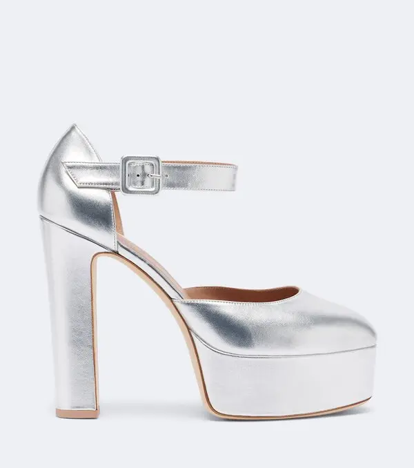 MALONE SOULIERS Leila Metallic Leather Platform Sandals