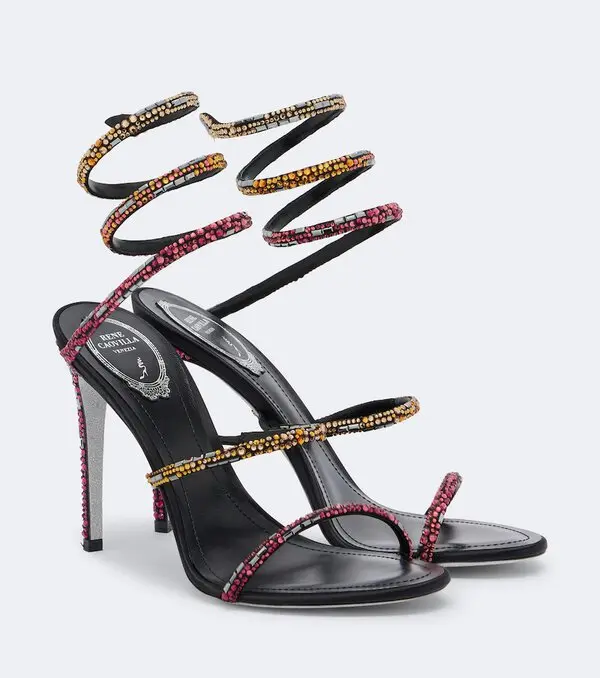 Rene Caovilla X Swarowski Cleo Embellished Satin Sandals
