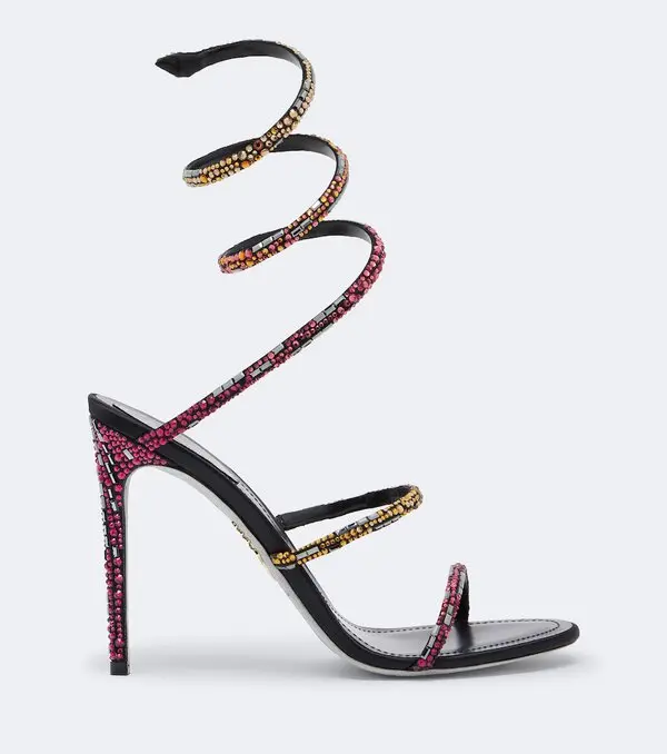 Rene Caovilla X Swarowski Cleo Embellished Satin Sandals