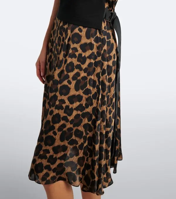 Sacai Leopard-print Cotton Jersey Midi Dress