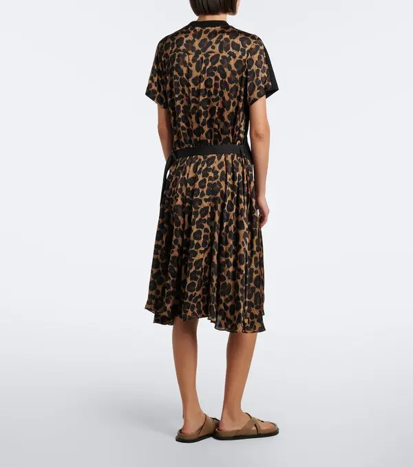 Sacai Leopard-print Cotton Jersey Midi Dress
