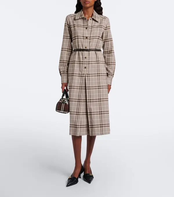 Burberry Check Belted Cotton Shirt Dress