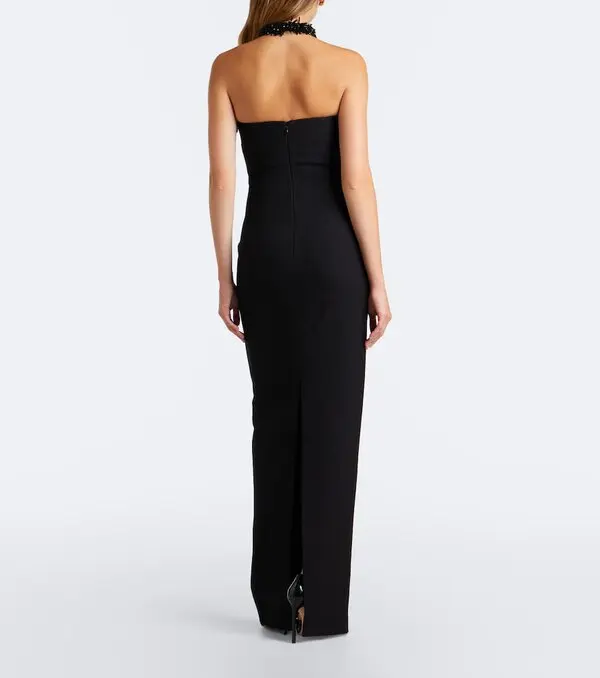 Roland Mouret Embellished Crêpe Halterneck Gown