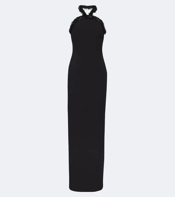 Roland Mouret Embellished Crêpe Halterneck Gown - Black