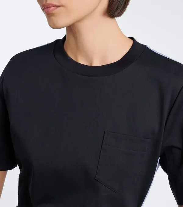 Sacai Layered Cotton Jersey And Poplin Top