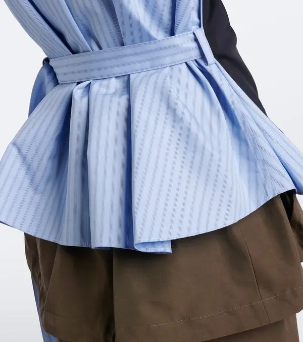 Sacai Layered Cotton Jersey And Poplin Top