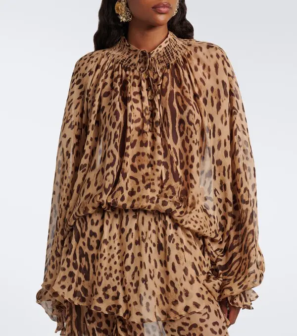 XU ZHI Leopard-print Silk Blouse