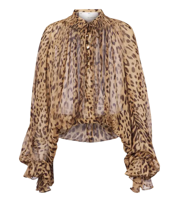 XU ZHI Leopard-print Silk Blouse - Brown