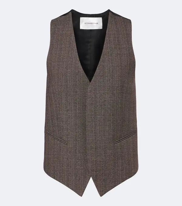 Victoria Beckham Pinstripe Vest - Brown