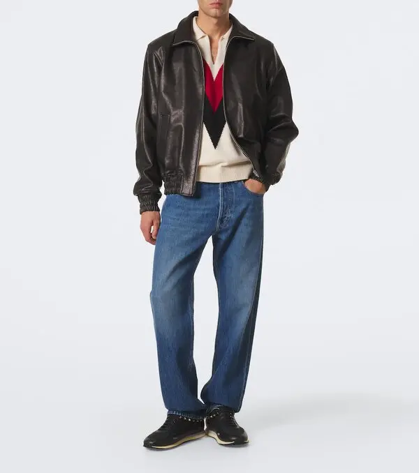 Valentino Garavani Stud Up Leather-trimmed Sneakers