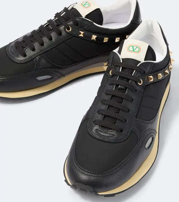 Valentino Garavani Stud Up Leather-trimmed Sneakers
