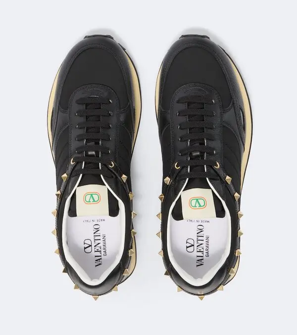 Valentino Garavani Stud Up Leather-trimmed Sneakers