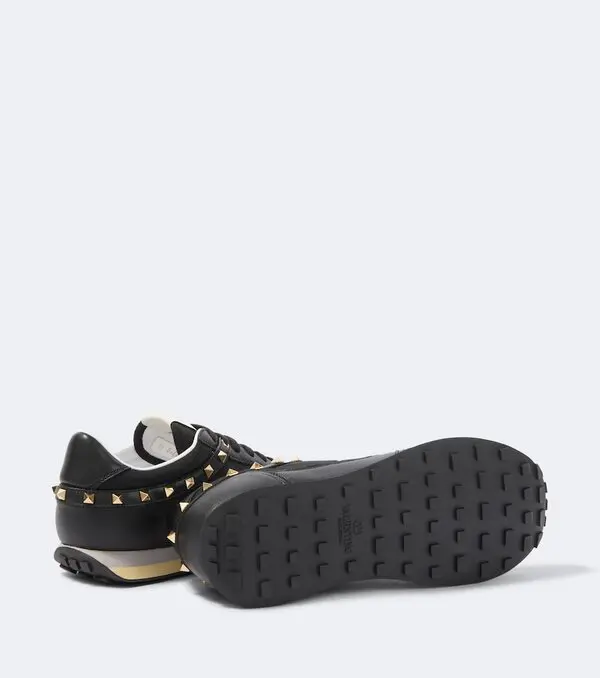 Valentino Garavani Stud Up Leather-trimmed Sneakers
