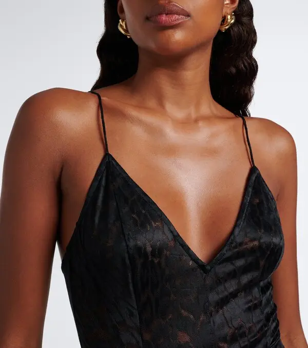 Alex Perry Draped Leopard-print Lace Maxi Dress