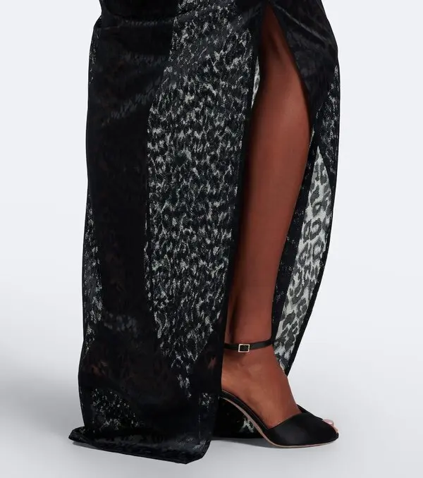 Alex Perry Draped Leopard-print Lace Maxi Dress