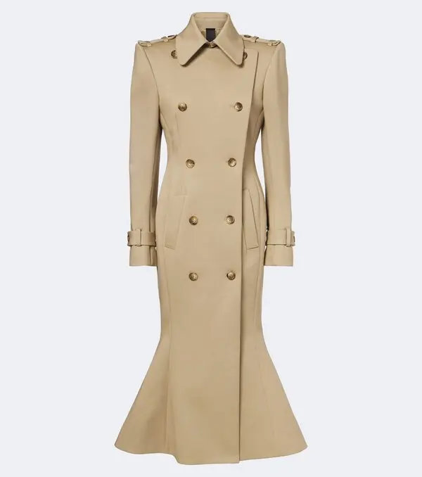 MUGLER Peplum Cotton-blend Trench Coat