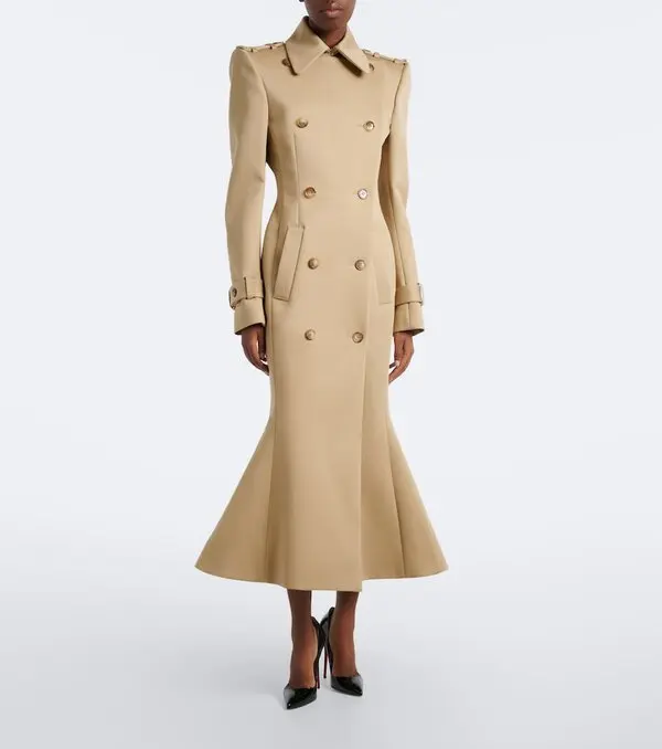 MUGLER Peplum Cotton-blend Trench Coat