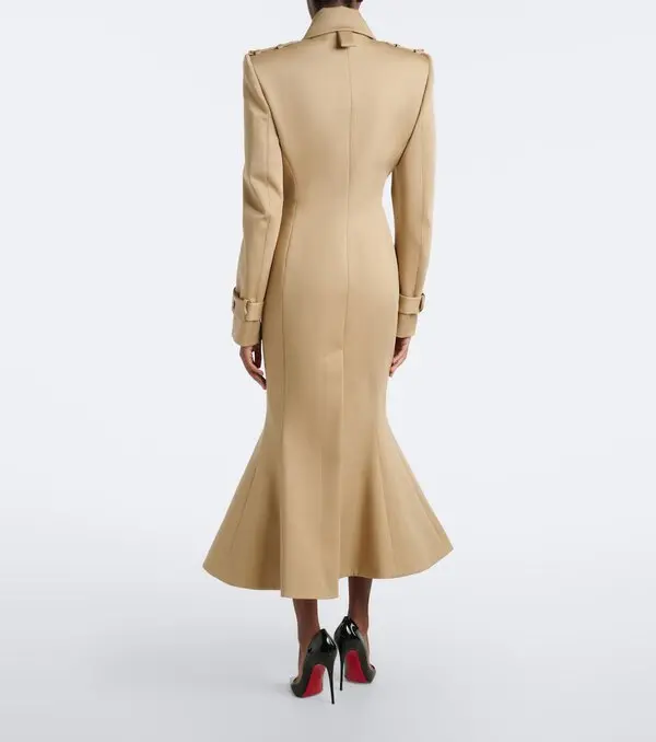 MUGLER Peplum Cotton-blend Trench Coat