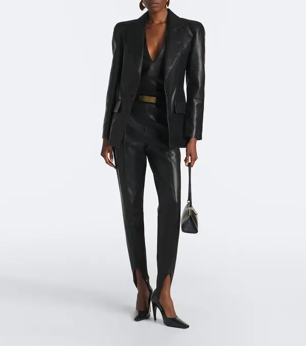 Balmain Leather Stirrup Leggings