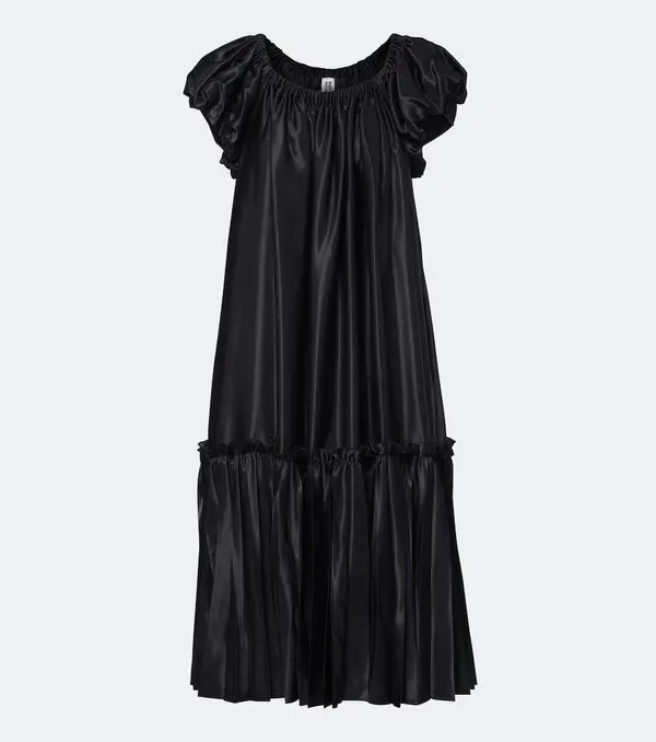 Noir Kei Ninomiya Pleated Tiered Satin Midi Dress