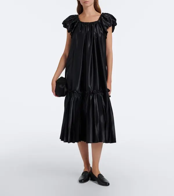 Noir Kei Ninomiya Pleated Tiered Satin Midi Dress